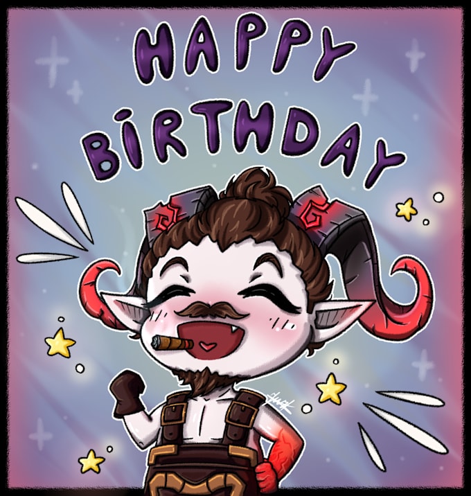 Design and draw a celebrational chibi style card by Eviescommission ...