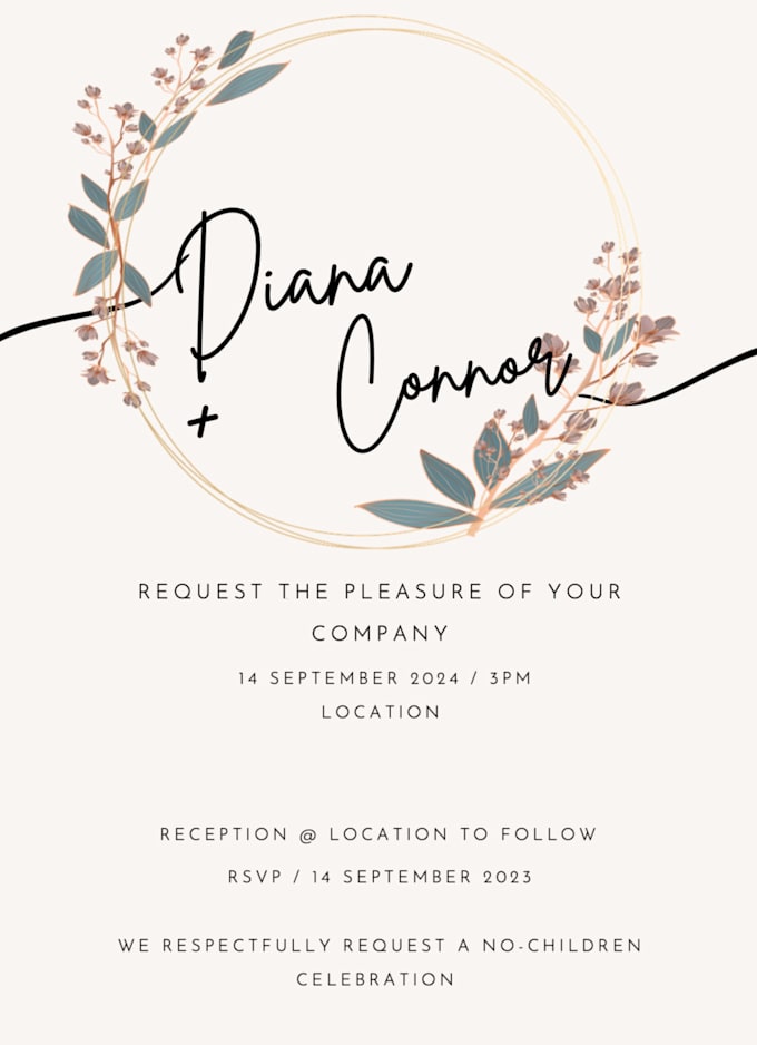 Create digital custom wedding invitations by Annapavlakovic | Fiverr