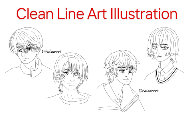 Draw clean line art anime style character for you by Halaarrrt | Fiverr