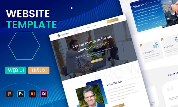 Design modern web ui ux or website template or mockup in psd, xd or ...
