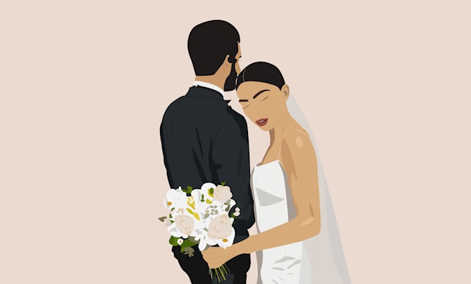 Draw cute wedding portrait illustration by Kiraz_art | Fiverr