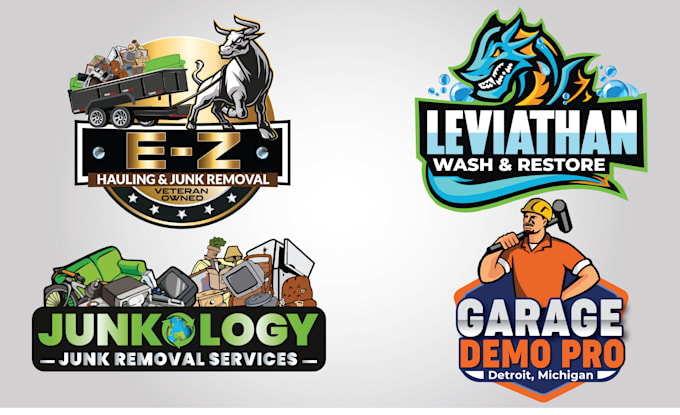 Design junk removal and pressure washing logo by Anjum75pk | Fiverr