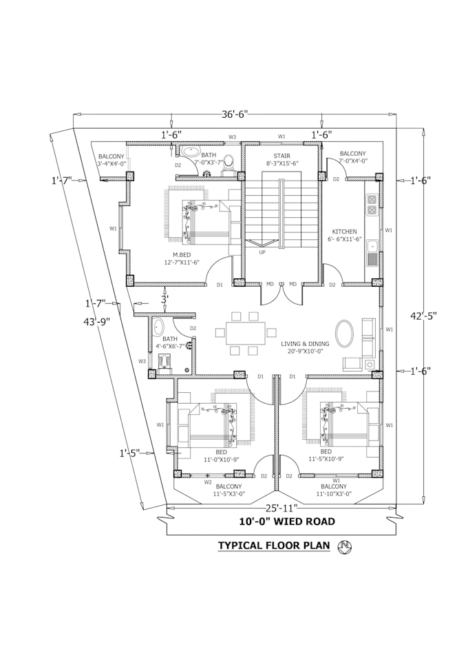 Draw your architectural floor plan in autocad within 5h by Mraju24 | Fiverr