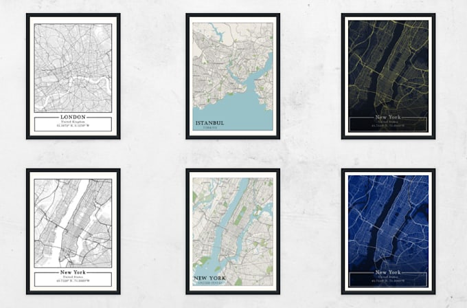Design a custom map artwork by Reneeouellet | Fiverr