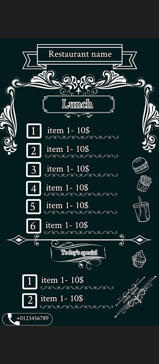 Create a modern classic beautiful vintage menu design by Zobaer1ken ...