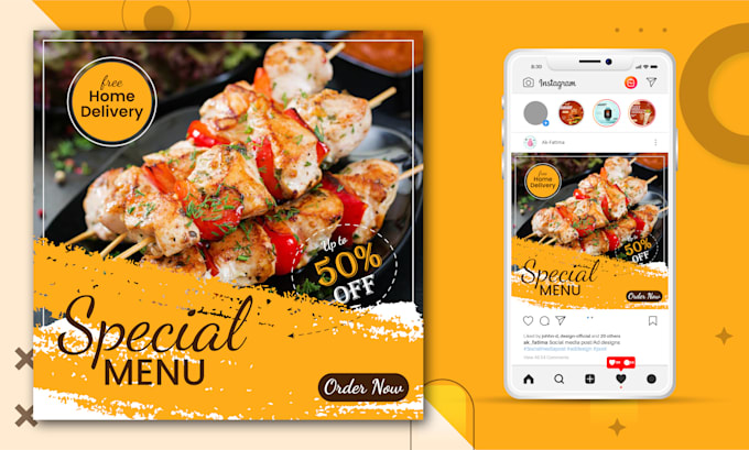Design modern food ads for restaurants and instagram by Fatimaeman26 ...