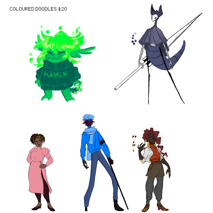 Draw simple character designs or mascots by Astralcocoa | Fiverr