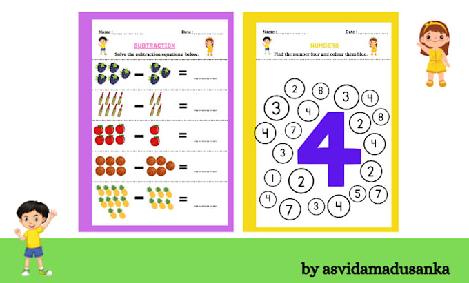 Create custom activity worksheets for maths for kids for amazon kdp ...