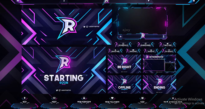 Design animated twitch overlay, twitch stream, twitch logo, stream ...