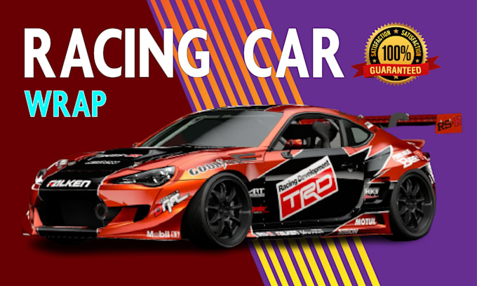 Modern racing car wrap, livery car, rally design creasy 2d vehicle wrap ...