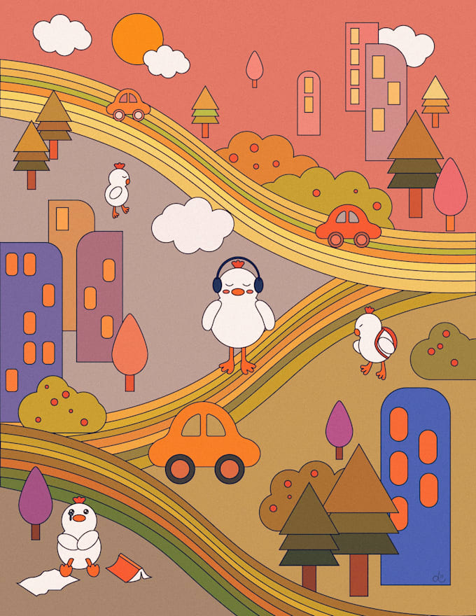 Draw a cute, scenic illustration by Sketchplant | Fiverr