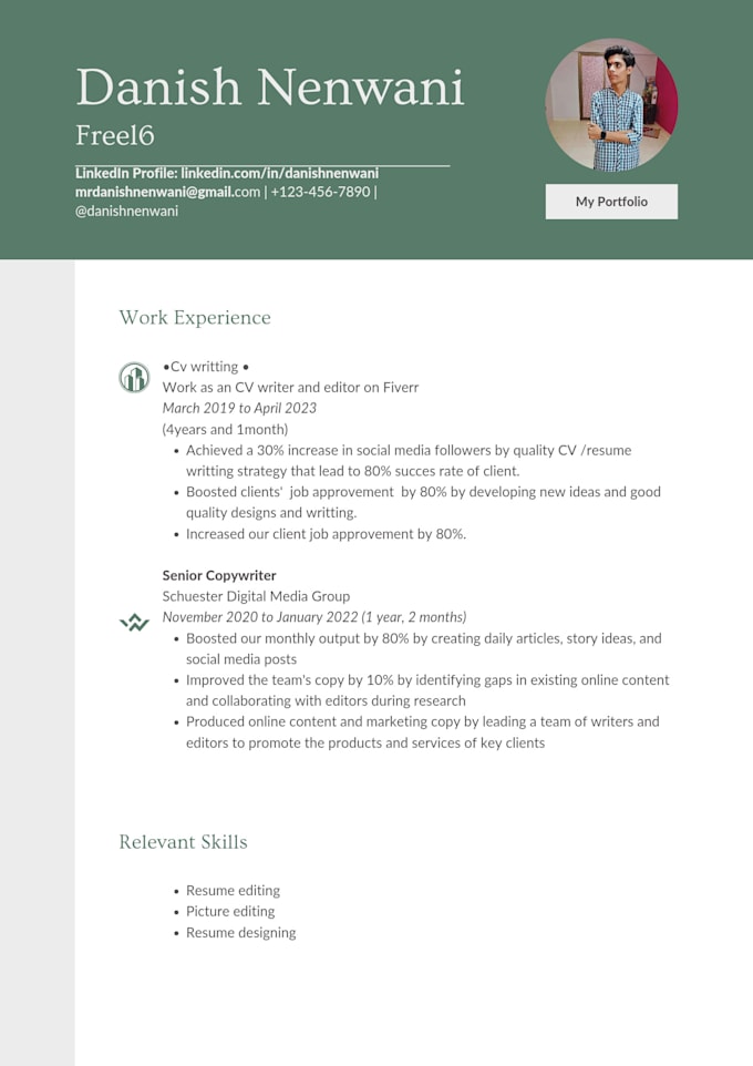 Make you an excellent cv and job resume by Danish_cv | Fiverr
