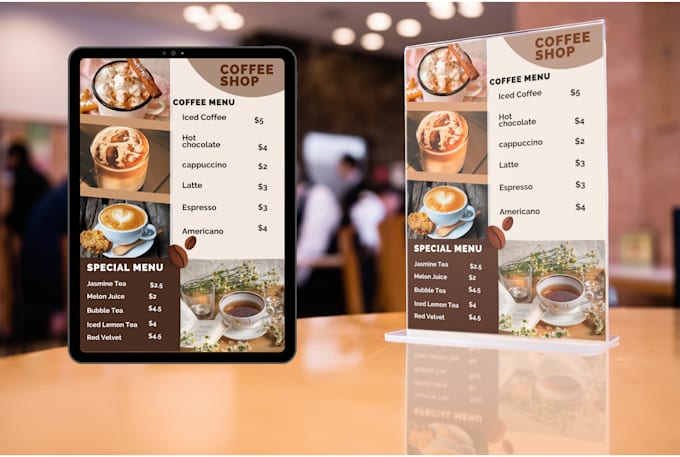 Design digital menu board, food brochure, and menu flyers by Niki1430 ...