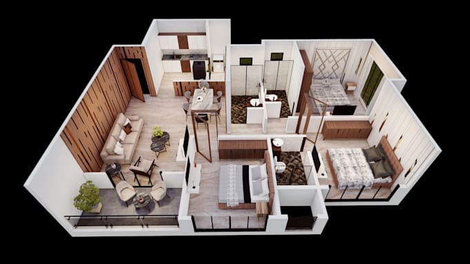 Create isometric top view 3d floor plan render by Kpstudio88 | Fiverr