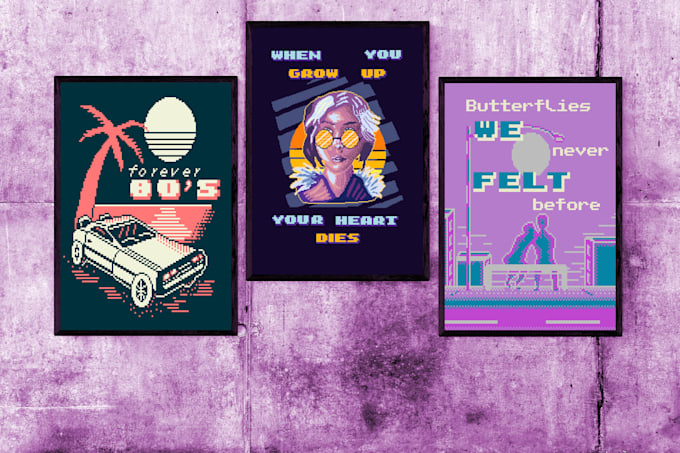 Design a pixel art printable poster for you by Goleafi | Fiverr