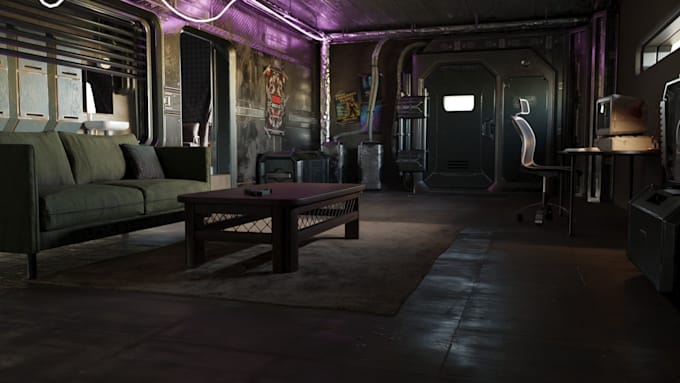Create your cyberpunk interior environment by Bullish3d | Fiverr