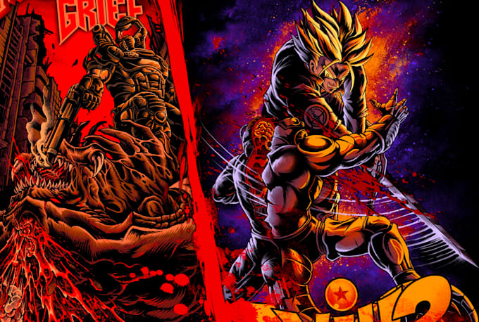 Draw dark, gore and brutal anime style by No_legion | Fiverr