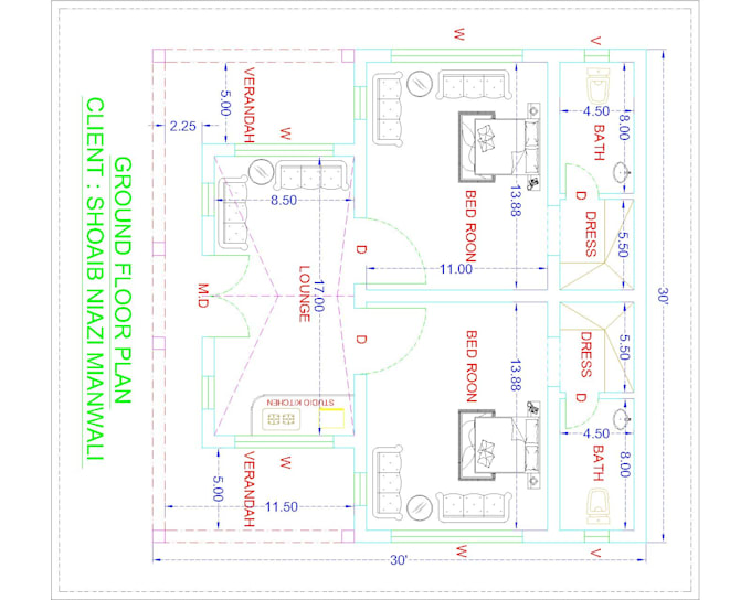 Draw floor plan and related drawings in autocad by Attarasul279 | Fiverr