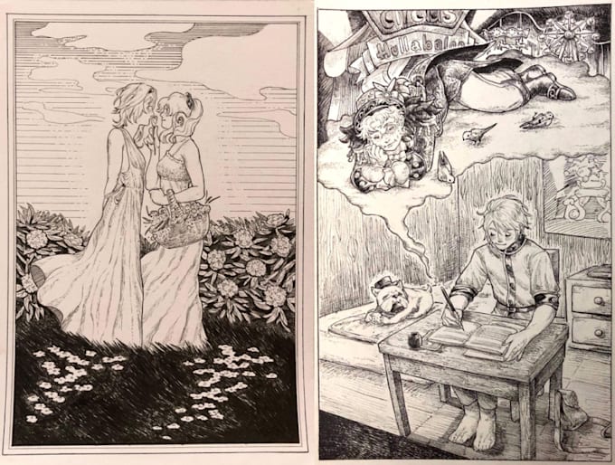 Do fairy tales style digital ink illustration by Noahnutri | Fiverr