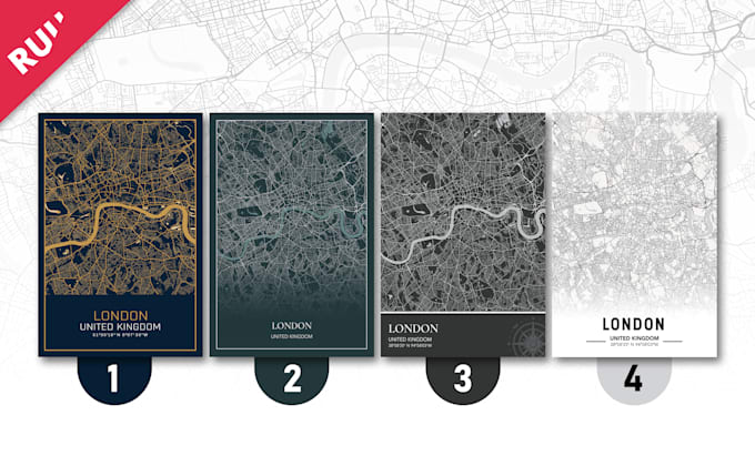 Design a city or region wall map poster, any city, any color by Ruutec ...