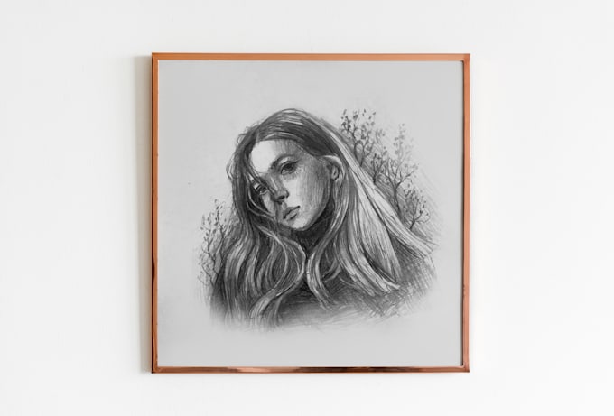 Create a framed pencil portrait drawing by Nastyalysak | Fiverr