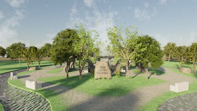 3dmodel of park for mama natura made in blender by Spindira | Fiverr