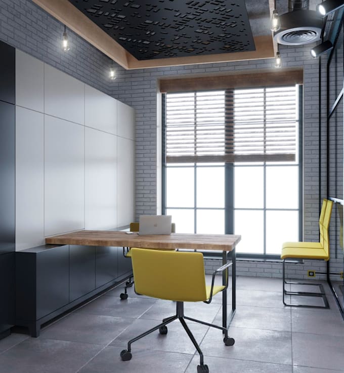 Create a design of the office space, 3d photorealistic visualization by ...