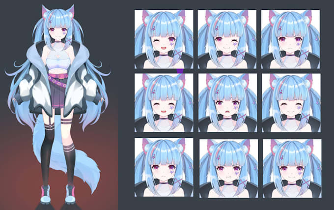 Design live2d vtuber model with rigging for vtube studio by Stornlive2d | Fiverr