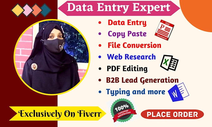 Do data entry copy paste file conversion web research virtual assistant by Jannatul32 | Fiverr