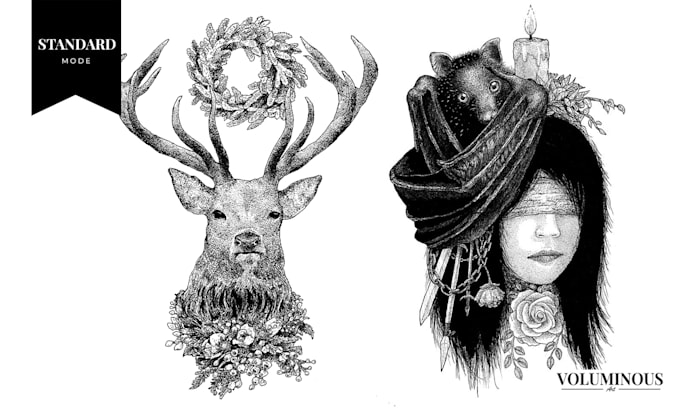 Create detailed and unique black and white ink illustrations by ...