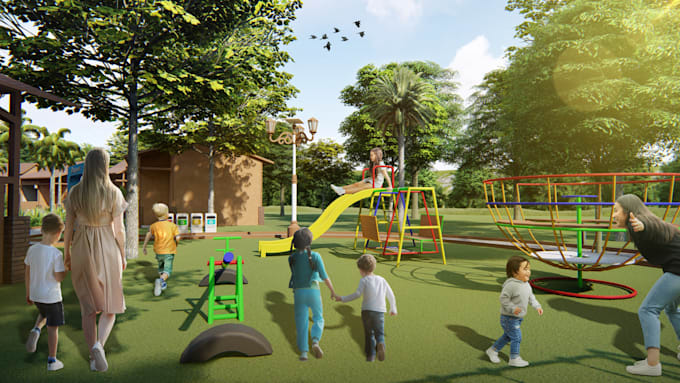Design your playground, community landscape park, public space with 3d ...