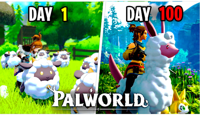 Design a high quality palworld thumbnails, gaming youtube thumbnail by ...