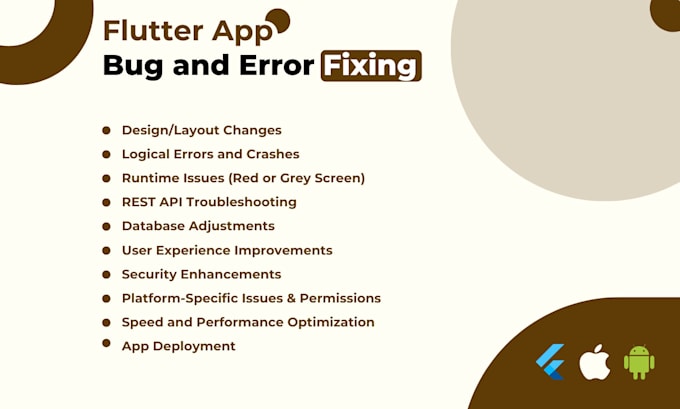 Do flutter app bug and error fixes or add new features by Atomicappstudio | Fiverr