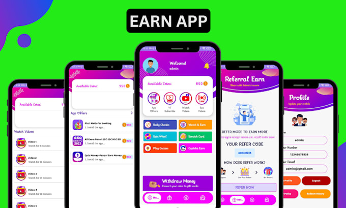 Create earning app with admin panel by Pyccysoft | Fiverr