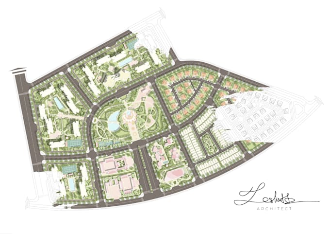 Render 2d architecture plan, section, elevation in photoshop