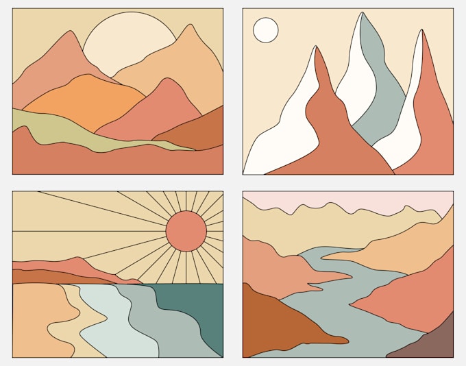Draw abstract minimalistic vector landscape by Art_anya | Fiverr