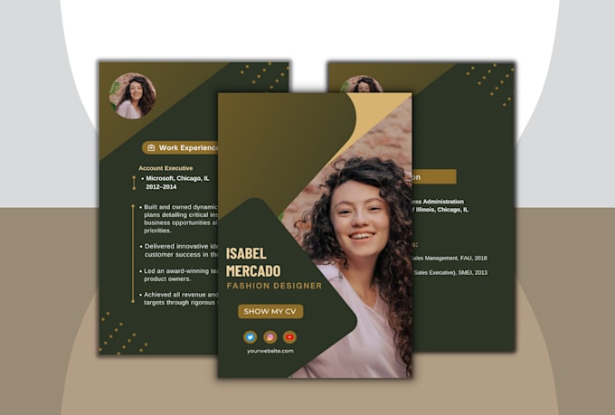 Create an interactive resume optimized to show on desktop and ...
