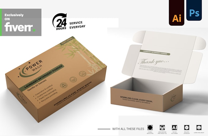 Do packaging box design, product box design, mailer box and 3d mockup ...