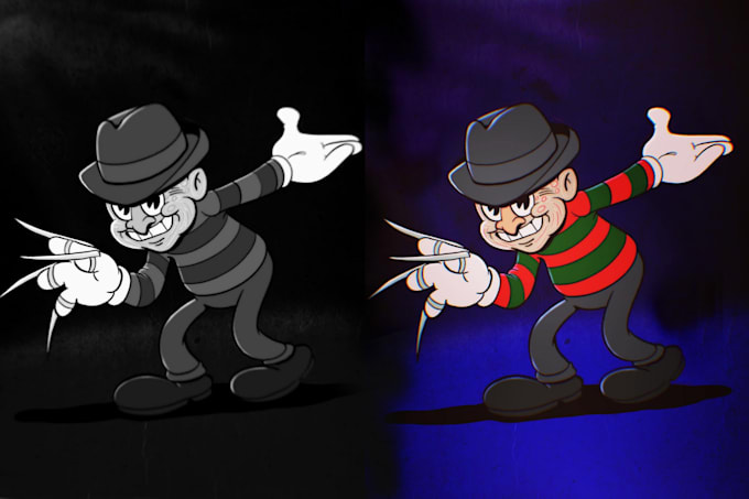 Draw a 20s 30s vintage cartoon character in rubber hose illustration ...