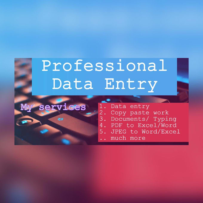 Expert in data entry , ms word,excel sheet or google sheet by Asadbaloch984 | Fiverr