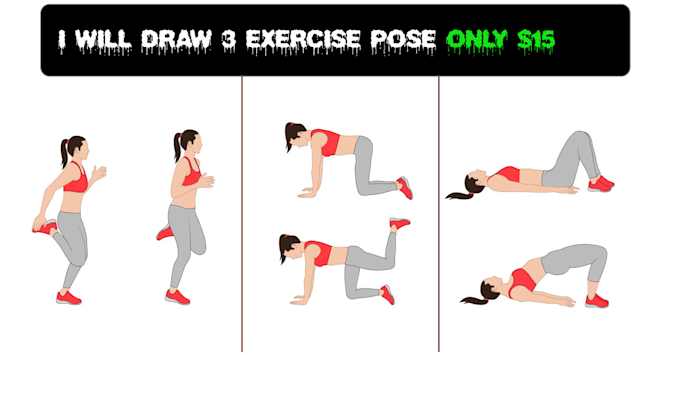 Draw custom exercise, workout, sports any fitness pose illustration by ...
