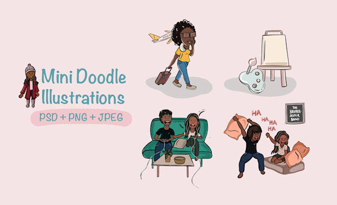 Create mini human doodle illustrations and icons by Nikithakamath21 ...