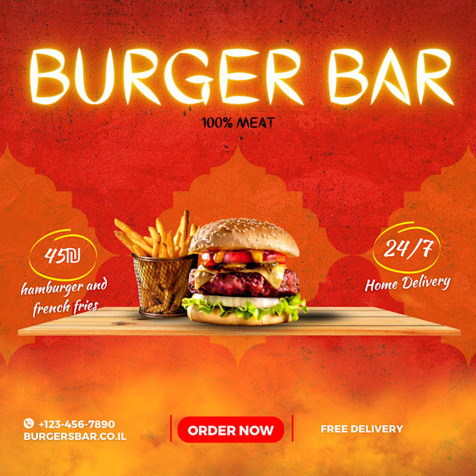 Design impressive food poster, flyer, banner, menu card for restaurant ...