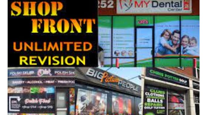 Design store front, sign board, shop front, billboard design by ...