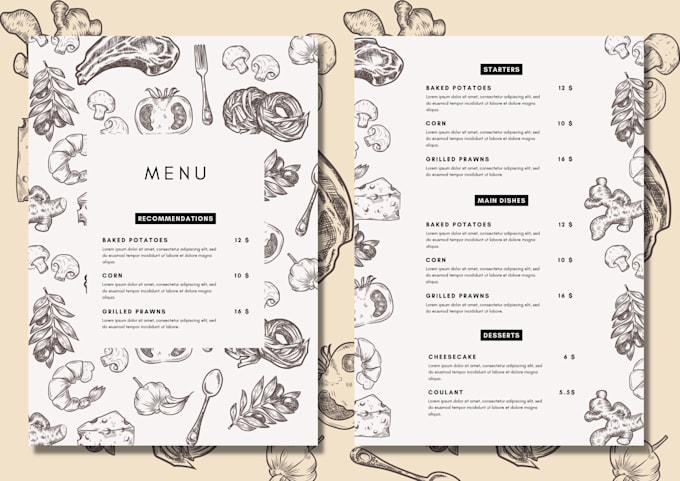 Provide awesome restaurant menu design by Rutcaurin | Fiverr