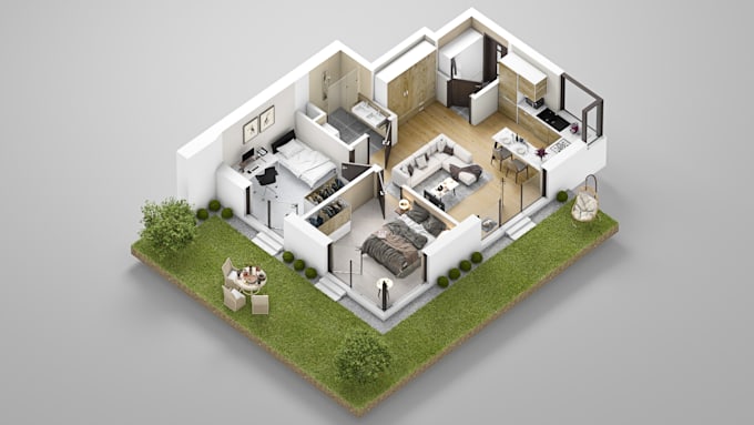 3d floor plan, visualisation, design by Visteur | Fiverr