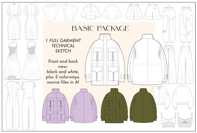 Create technical sketches and professional tech packs by Nicoleshores1 ...