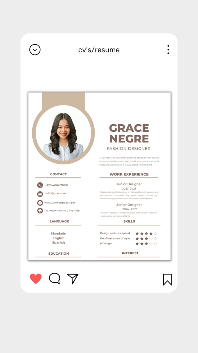 Make minimalist, creative and modern cvs or resume designs by Annjhly ...