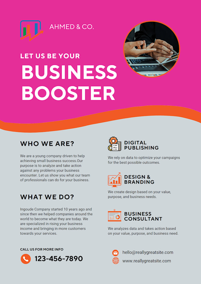 Draw an eye catching business flyer and brochure by Rukhsanaqaiser | Fiverr
