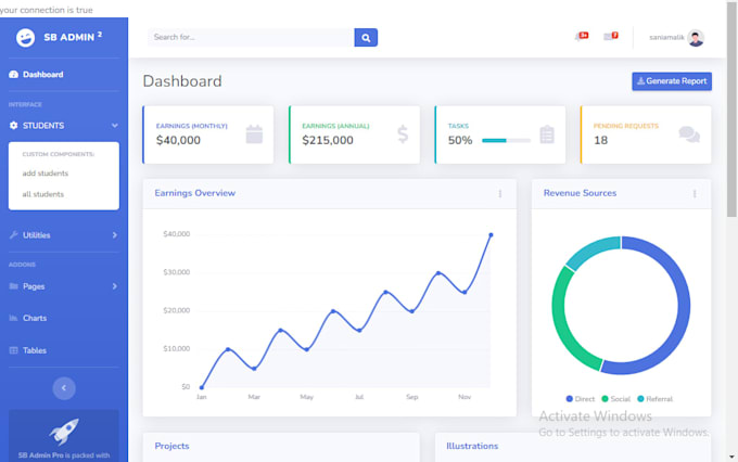 Develope your eye catching dashboard web app admin panel crm by ...